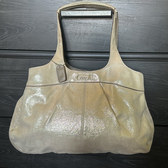 Coach | Bags | Coach Lexi Champagne Gold Sparkle Leather Satchel ...